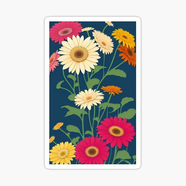 "Gerbera daisy flower artwork" Sticker for Sale by GroovyDino | Redbubble