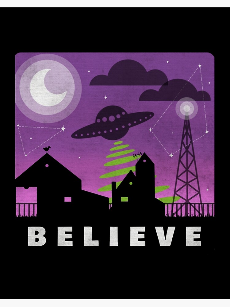 "Believe in aliens village nightscape " Art Board Print for Sale by ...