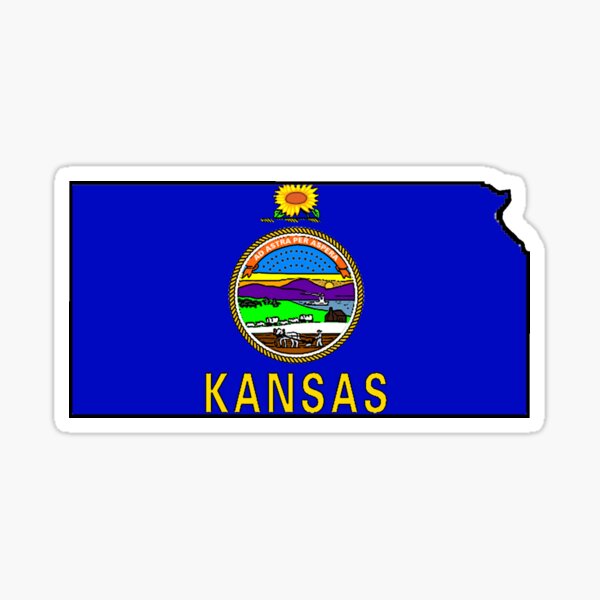 "Kansas Map with Kansas State Flag" Sticker by Havocgirl | Redbubble