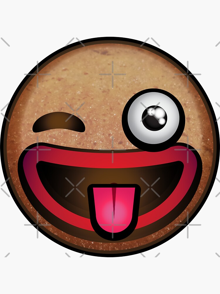 "Silly Winking Gingerbread Man Face Emoji " Sticker for Sale by ...