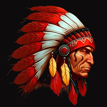 "Crimson Heritage: Red Indian Man Art" Sticker for Sale by DIGITALMKS ...