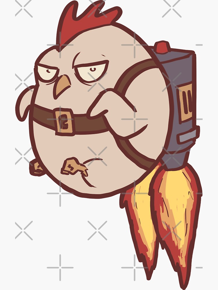 "Flying Cartoon Chicken with a Jetpack" Sticker for Sale by ...