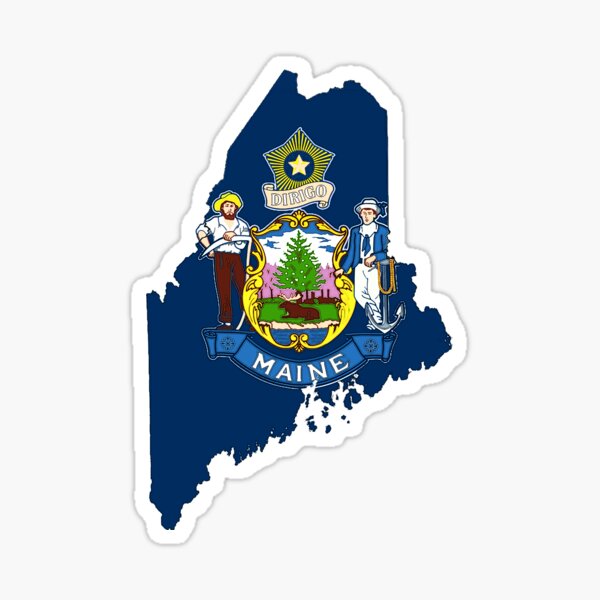 "Maine Map with Maine State Flag" Sticker for Sale by Havocgirl | Redbubble