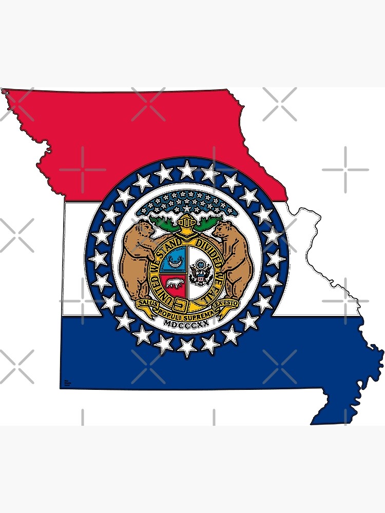 "Missouri Map with Missouri State Flag" Poster for Sale by Havocgirl ...