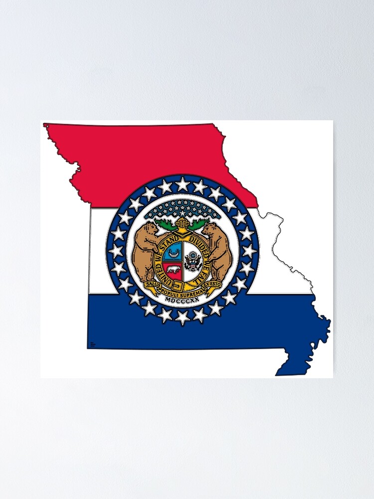 "Missouri Map with Missouri State Flag" Poster for Sale by Havocgirl ...