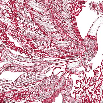 "Phoenix Bird - Drawing in Viva Magenta Pantone Color of the Year ...