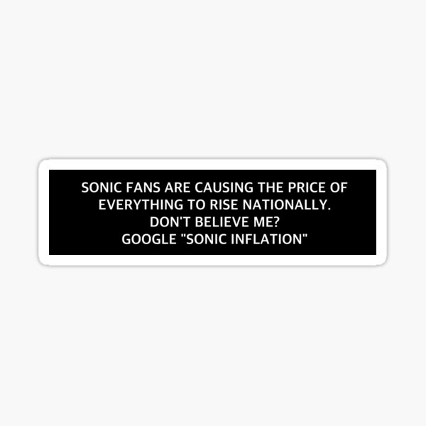 "google sonic inflation" Sticker for Sale by kotonok0 | Redbubble