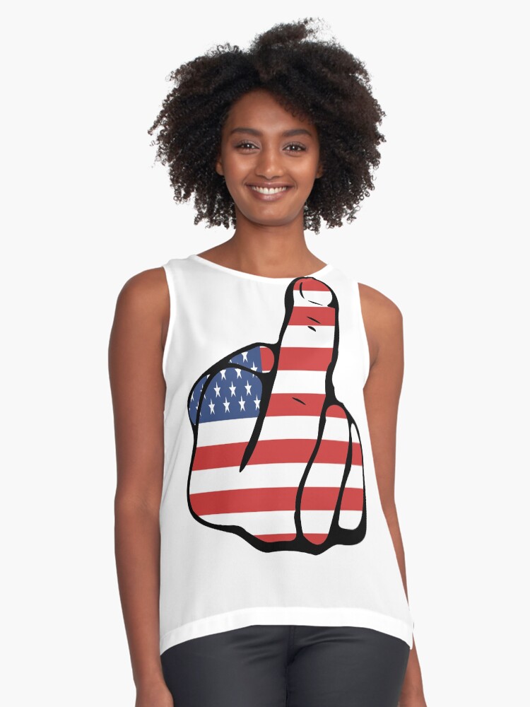 "Middle Flipping Off Up Yours Finger Usa American Flag Design" Sticker ...