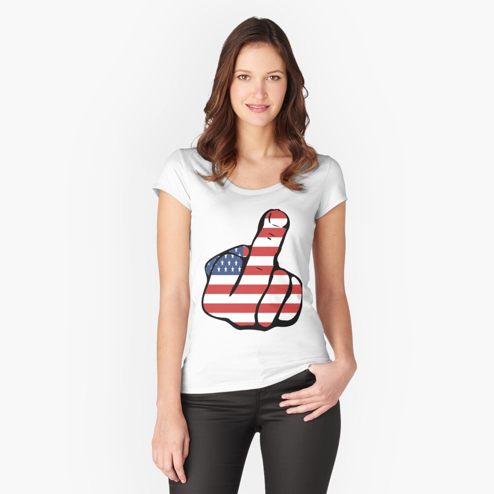 "Middle Flipping Off Up Yours Finger Usa American Flag Design" Sticker ...