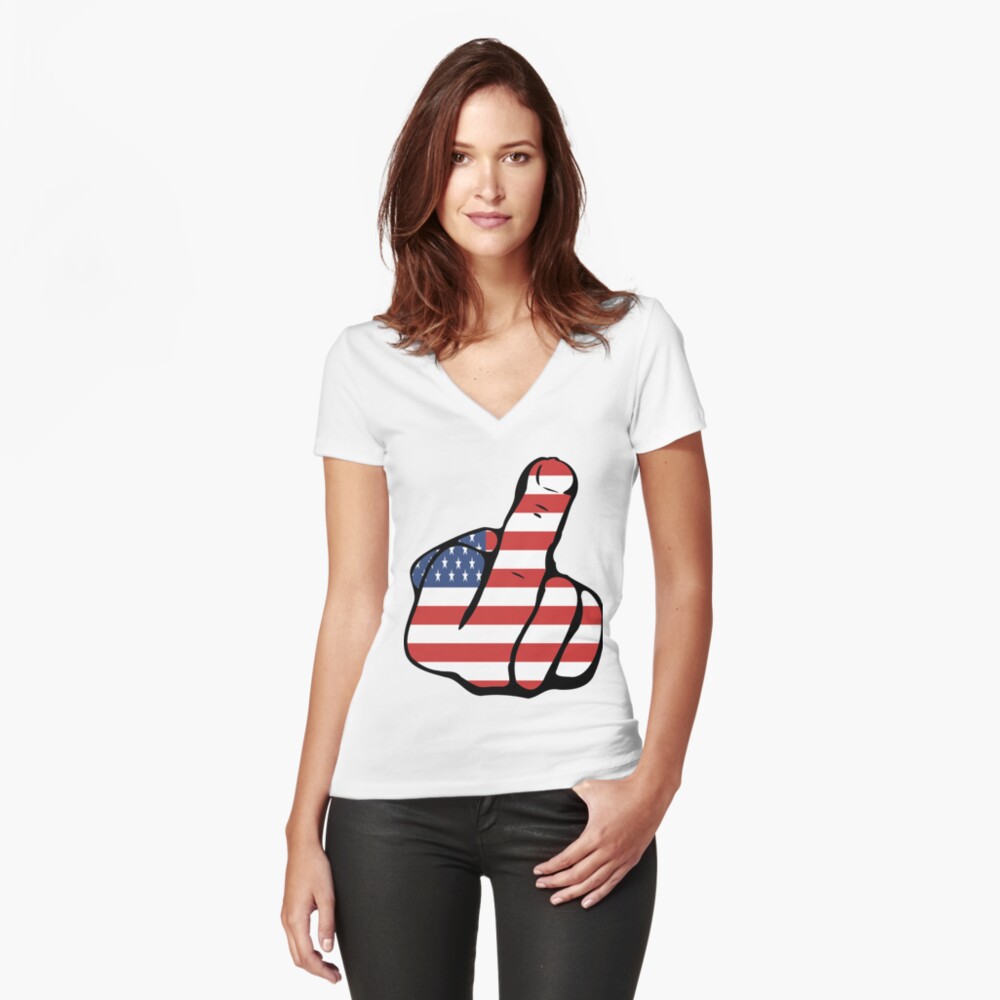 "Middle Flipping Off Up Yours Finger Usa American Flag Design" Sticker ...