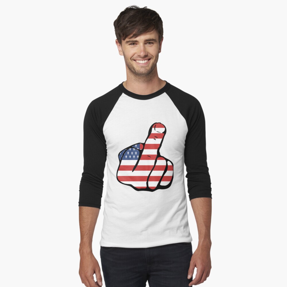 "Middle Flipping Off Up Yours Finger Usa American Flag Design" Sticker ...