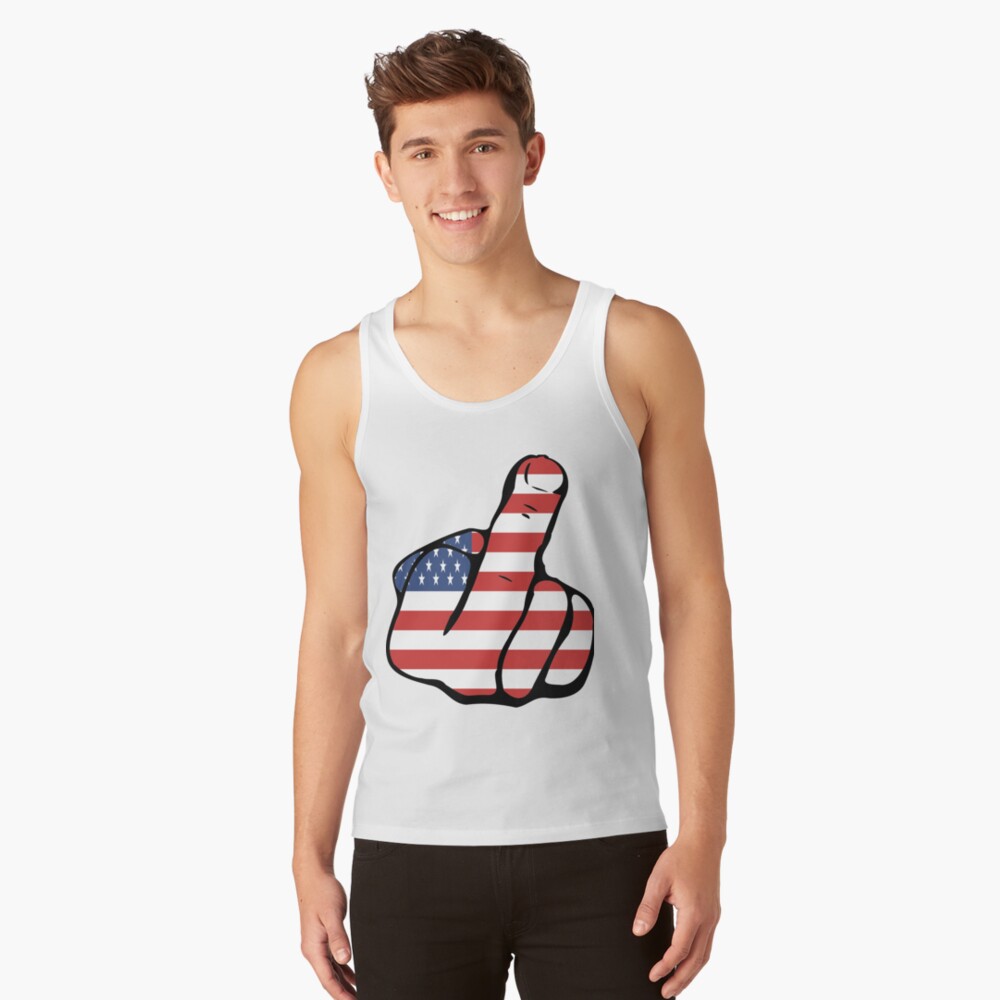 "Middle Flipping Off Up Yours Finger Usa American Flag Design" Sticker ...