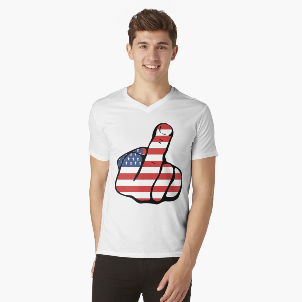 "Middle Flipping Off Up Yours Finger Usa American Flag Design" Sticker ...