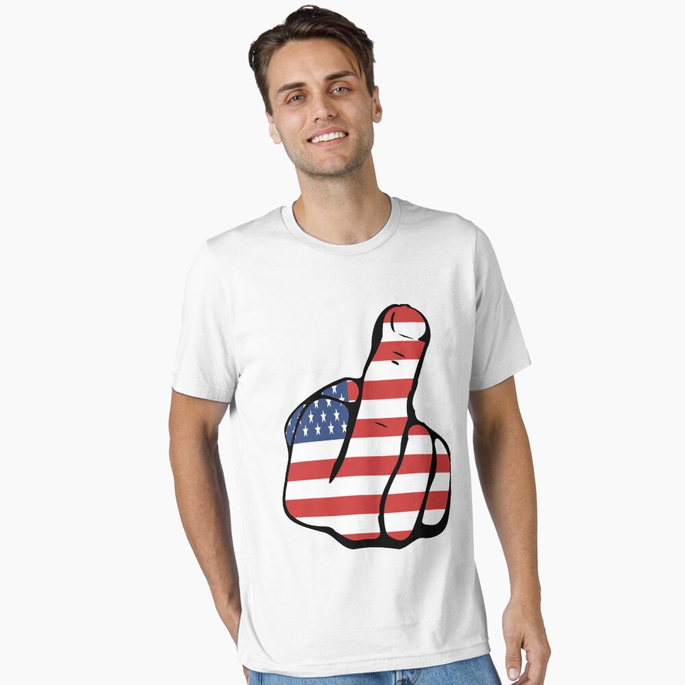 "Middle Flipping Off Up Yours Finger Usa American Flag Design" Sticker ...