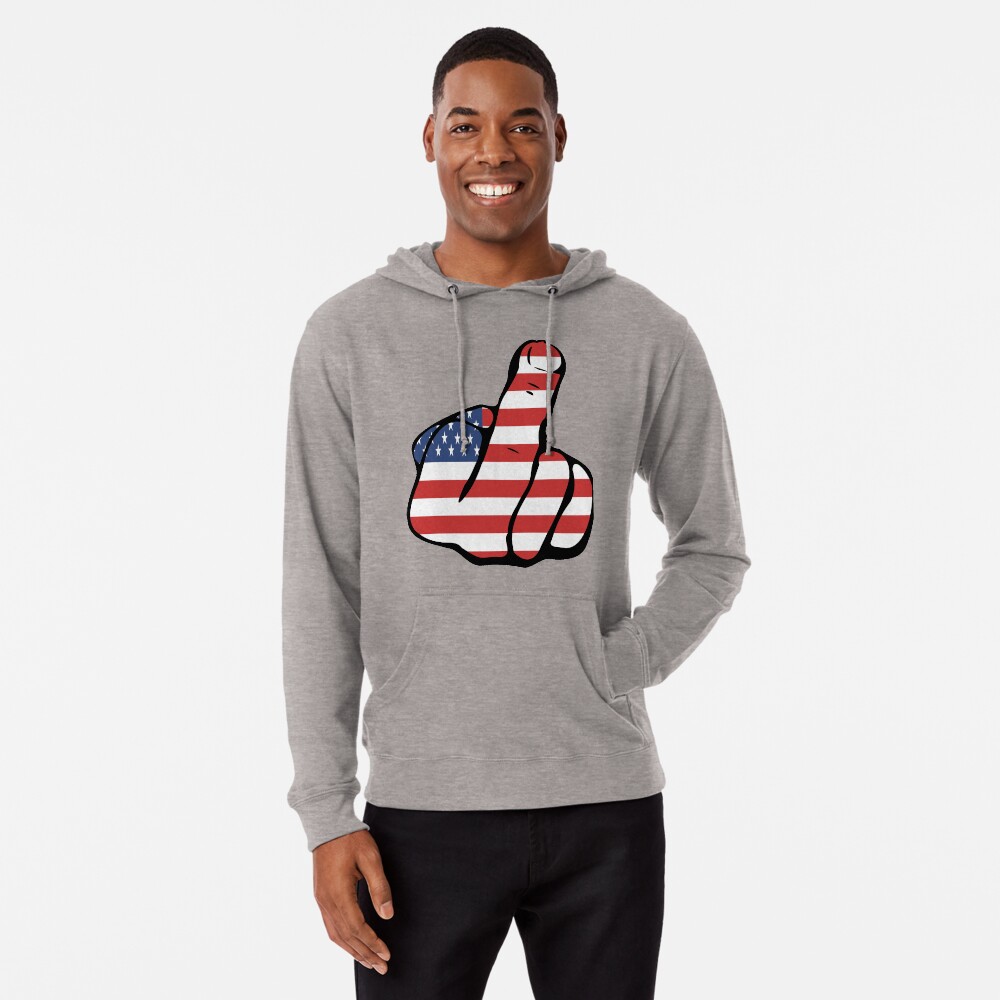 "Middle Flipping Off Up Yours Finger Usa American Flag Design" Sticker ...