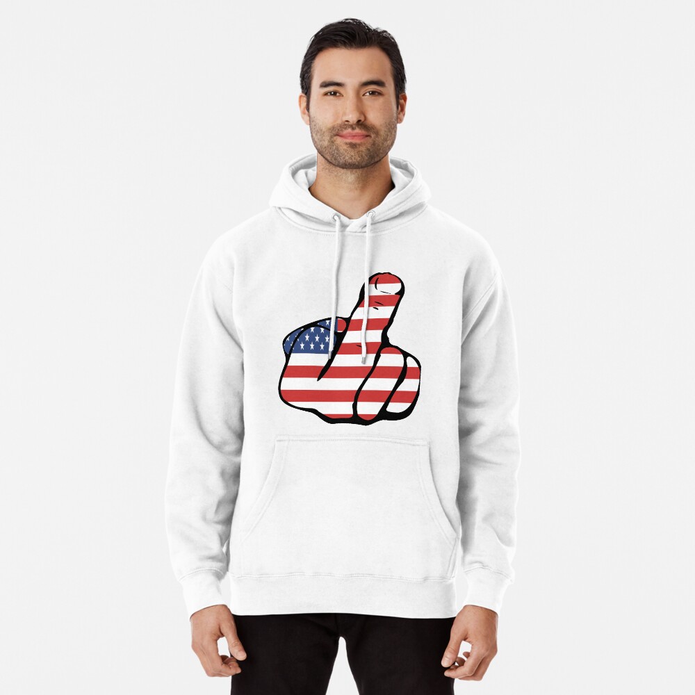 "Middle Flipping Off Up Yours Finger Usa American Flag Design" Sticker ...