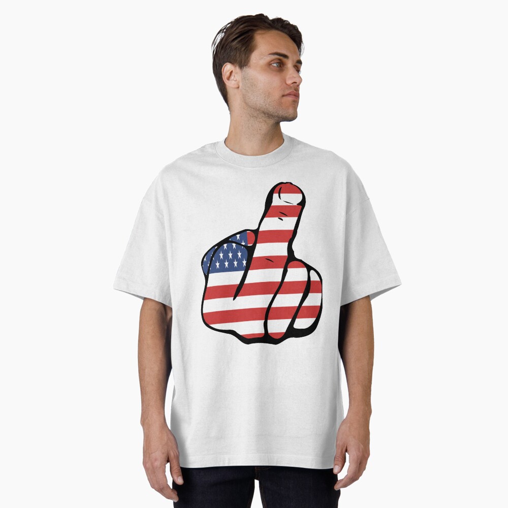 "Middle Flipping Off Up Yours Finger Usa American Flag Design" Sticker ...