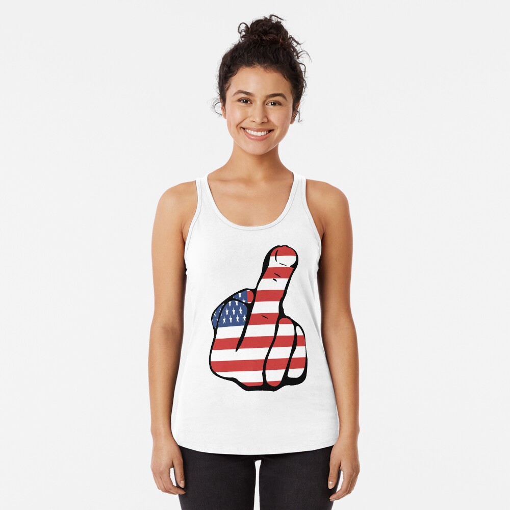 "Middle Flipping Off Up Yours Finger Usa American Flag Design" Sticker ...