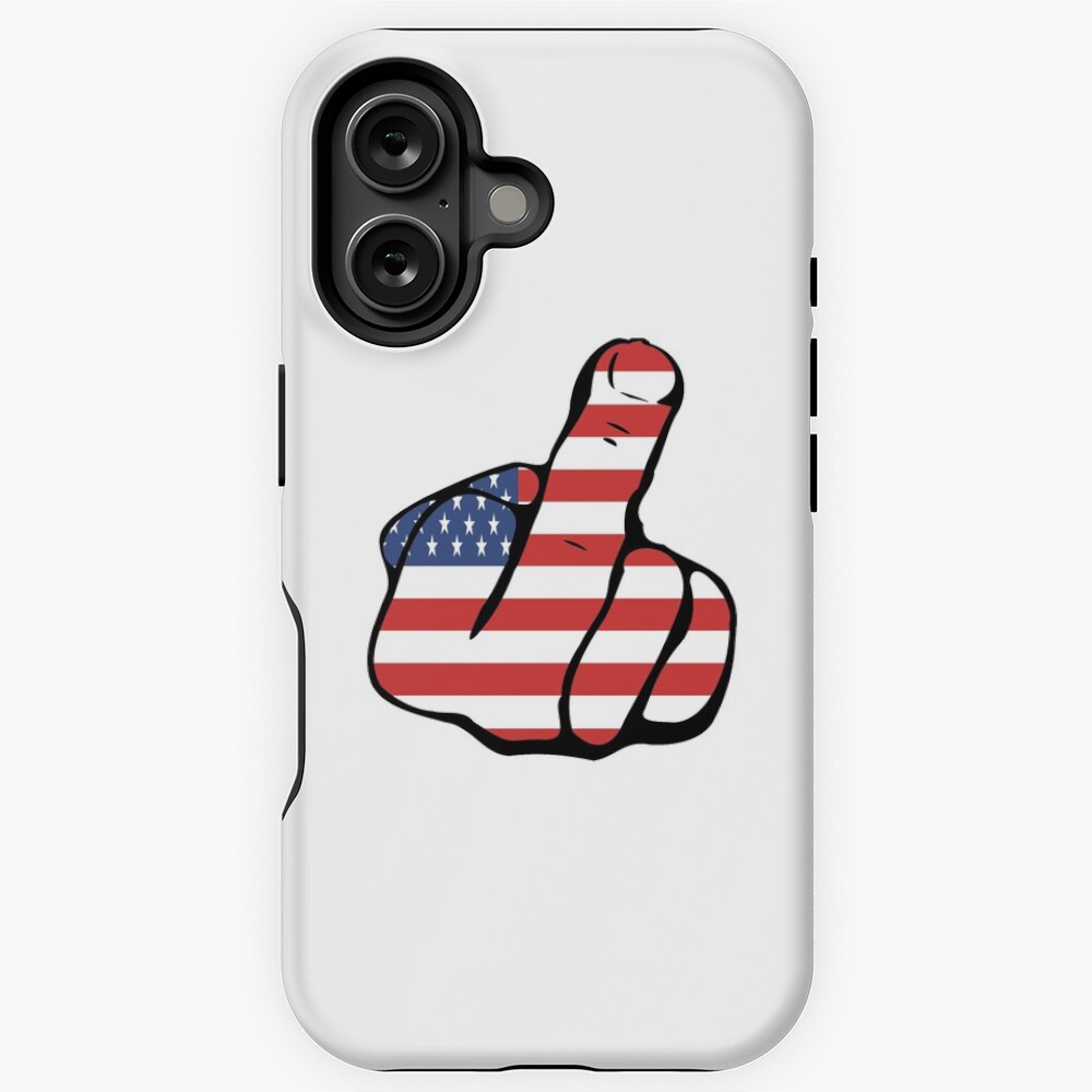 "Middle Flipping Off Up Yours Finger Usa American Flag Design" Sticker ...