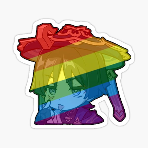 "Genshin Impact Wanderer Scaramouche LGBTQ+ Rainbow Pride Blep" Sticker for Sale by ...