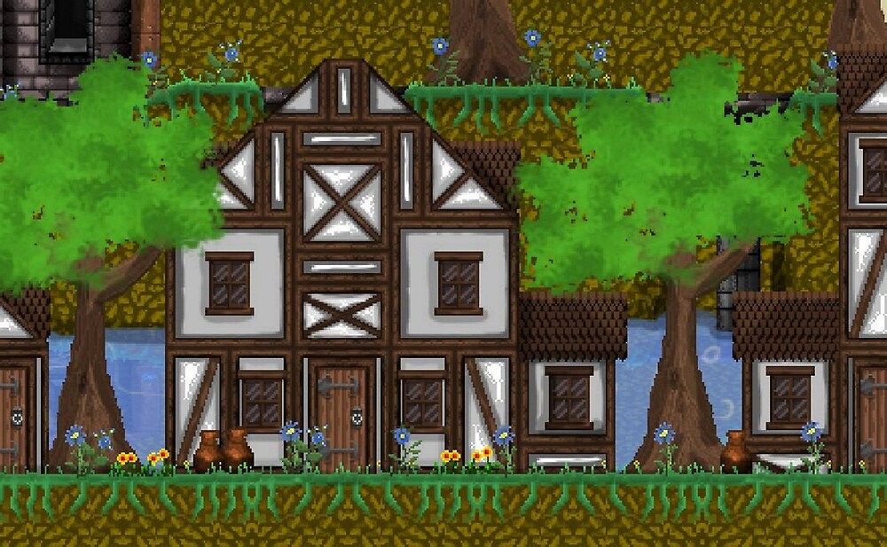 "Pixel art cottage house" by Steven Holmes | Redbubble