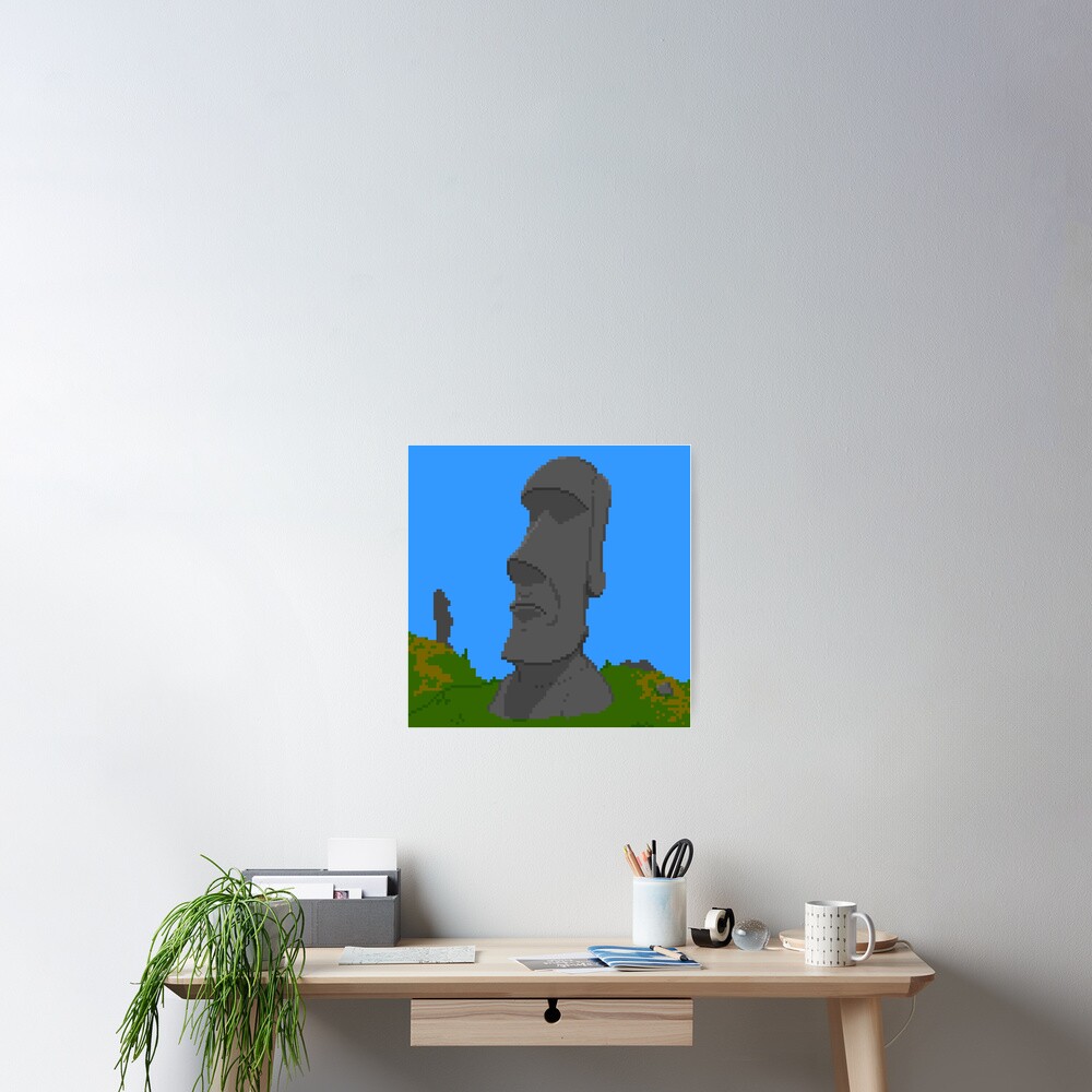 "Pixel Moai" Poster by zigmenthotep | Redbubble