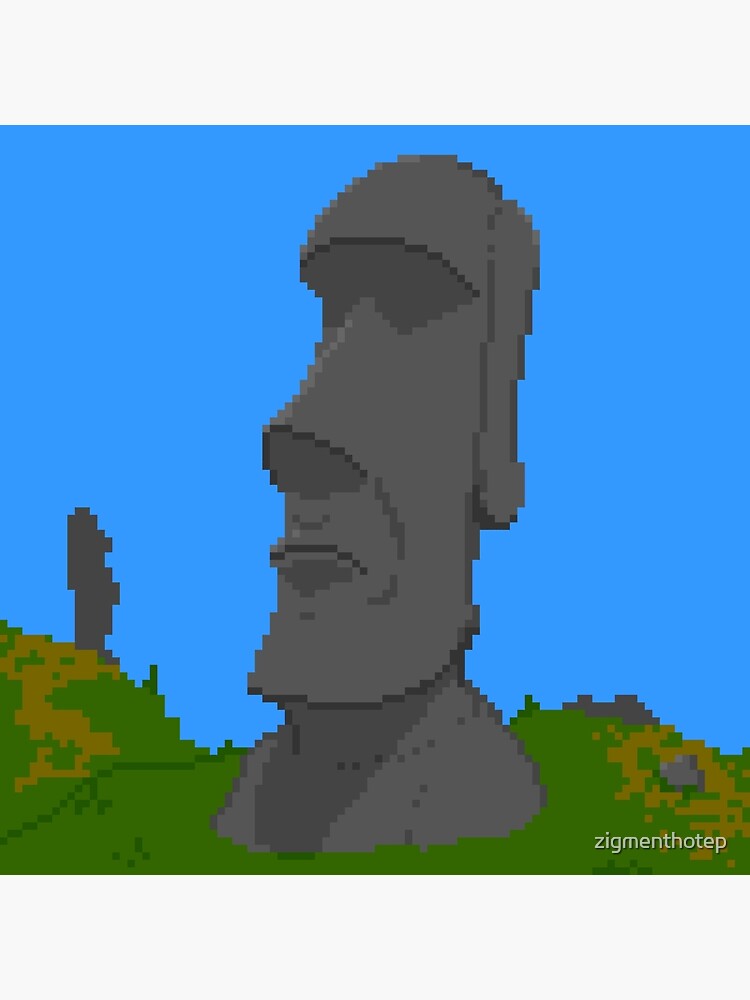 "Pixel Moai" Poster by zigmenthotep | Redbubble