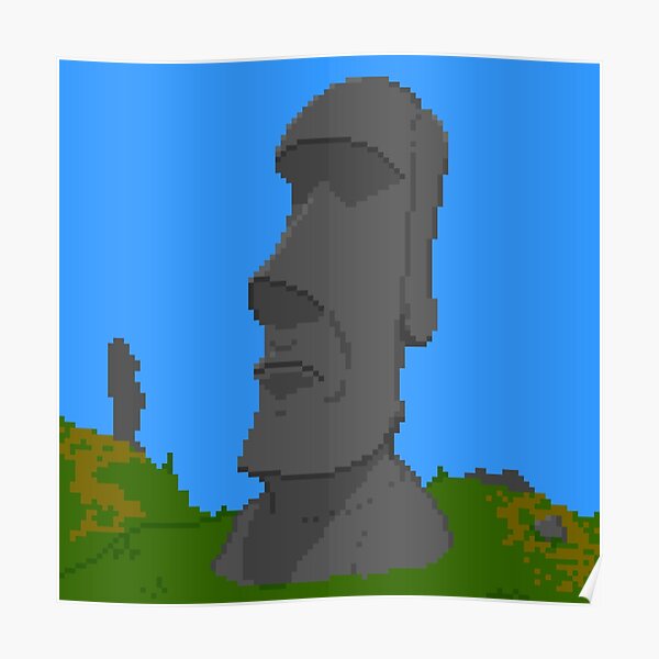 "Pixel Moai" Poster by zigmenthotep | Redbubble
