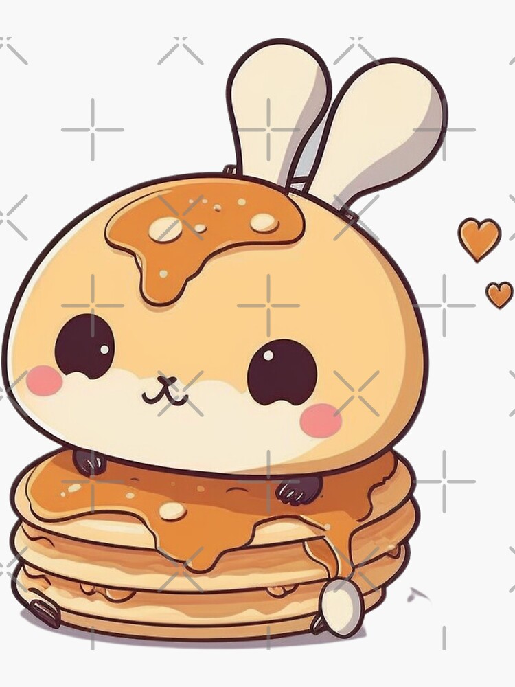 "bunny with a pancake on his head,vector,svg,cute,cartoon" Sticker for ...