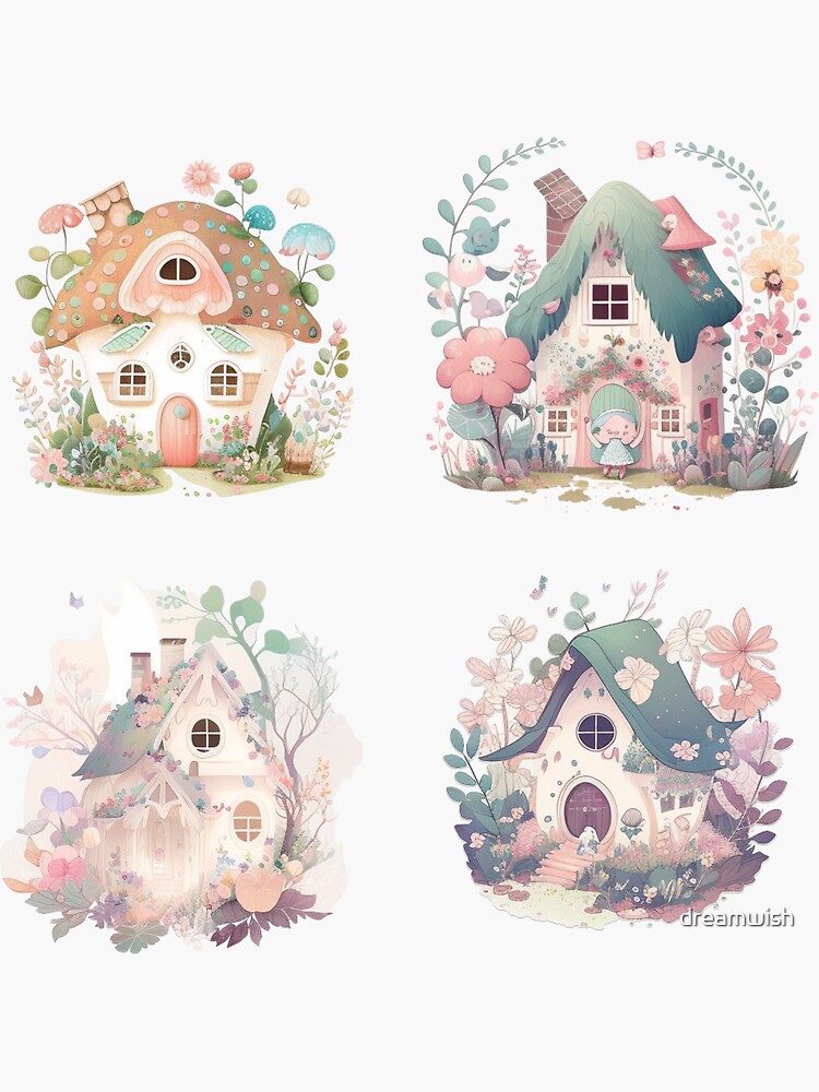 "Cottagecore mushroom house - cottagecore sticker set" Sticker for Sale ...