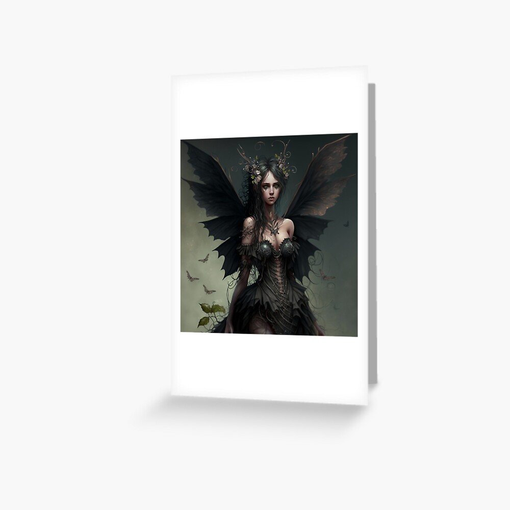 "Dark Gothic Style Fairy (Fae) with Black Wings and Green Eyes ...