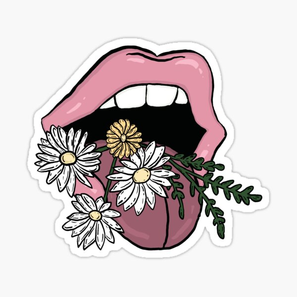 "Lips and Flowers" Sticker for Sale by mayapack1 | Redbubble