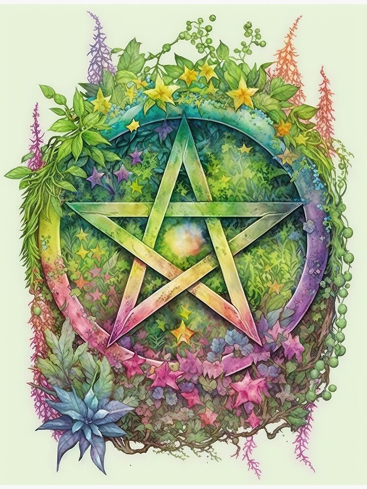 Pentacle - Botanical Flower Garden Wiccan Pagan Pentagram Premium Matte ...