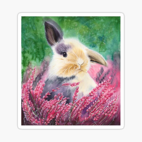 " Watercolor picture of a cute fluffy rabbit" Sticker for Sale by ...