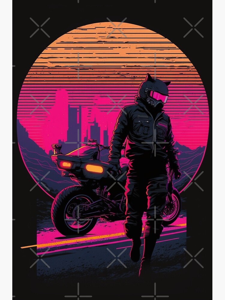 Synthwave Cyberpunk Racer Premium Matte Vertical Poster