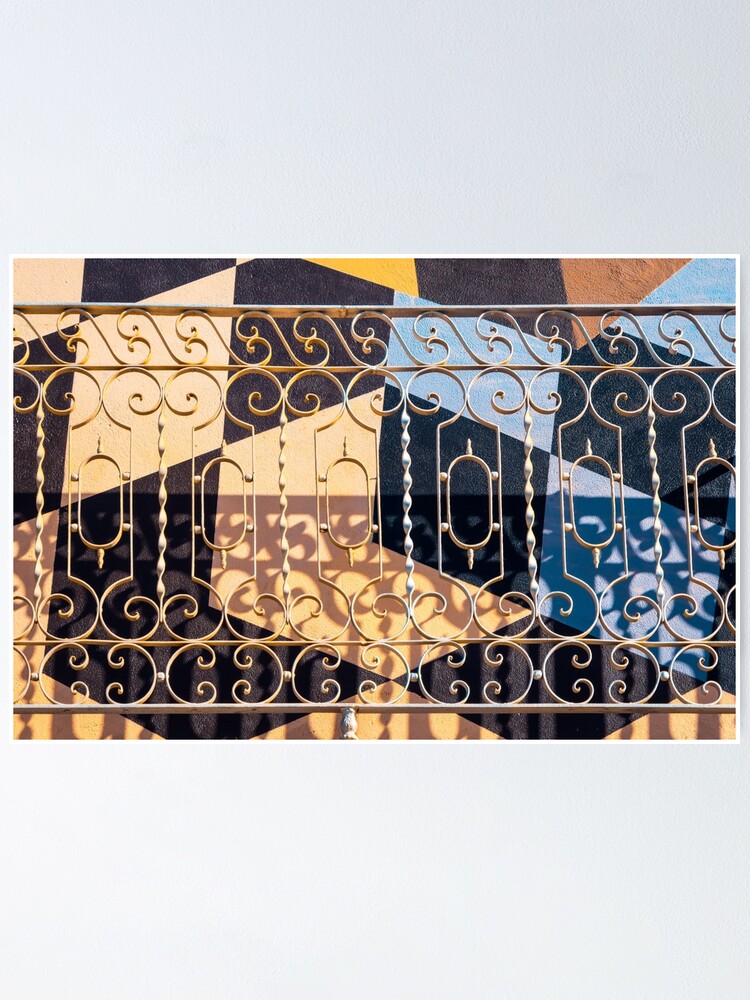 "Superimposed Polychromatic Geometry in Blue and Yellow" Poster for ...