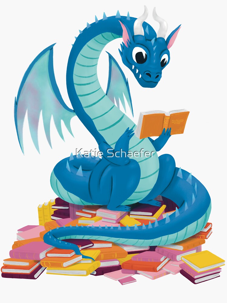 "Dragon Library" Sticker for Sale by Katie Schaefer | Redbubble