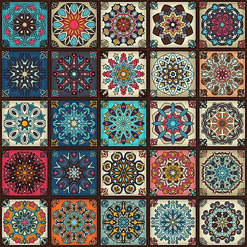 "Vintage patchwork with floral mandala elements" Photographic Print for ...