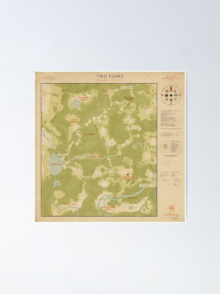 "Firewatch Map Textured" Poster for Sale by Wombo56 | Redbubble