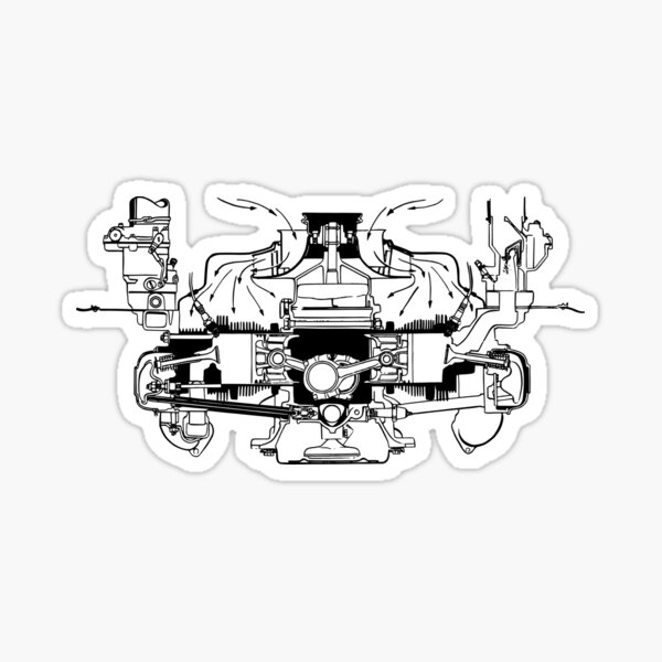 "Corvair Motor Graphic" Sticker for Sale by FlatSixGraphics | Redbubble