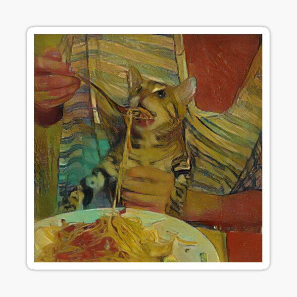 "Cat Eating Spaghetti Meme" Sticker for Sale by Apstracto | Redbubble