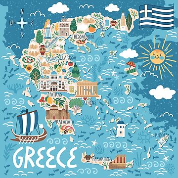 "Greece Tourist Map" Sticker for Sale by mattpanta | Redbubble