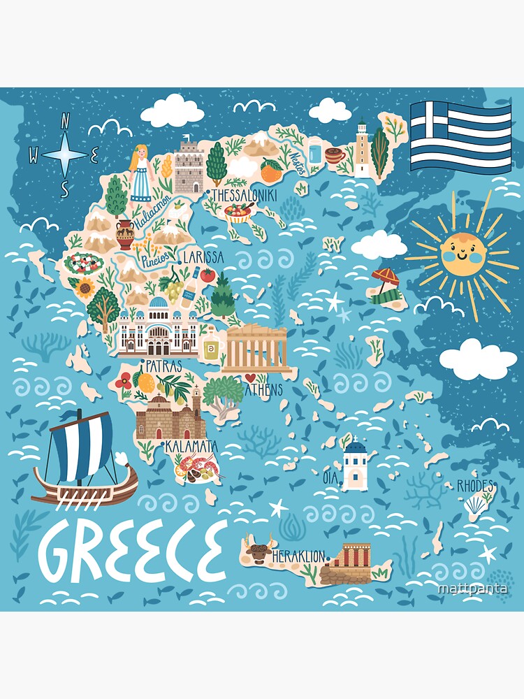 "Greece Tourist Map" Sticker for Sale by mattpanta | Redbubble