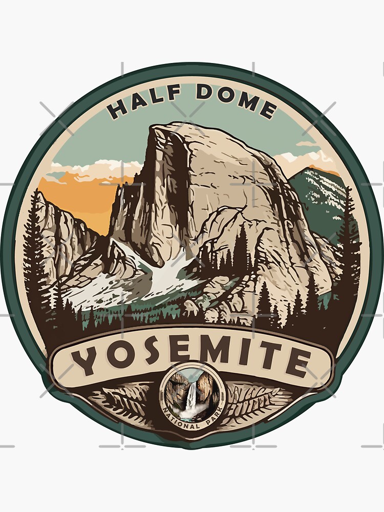 "Half Dome /Yosemite National Park/ Retro Vintage Logo Design" Sticker ...