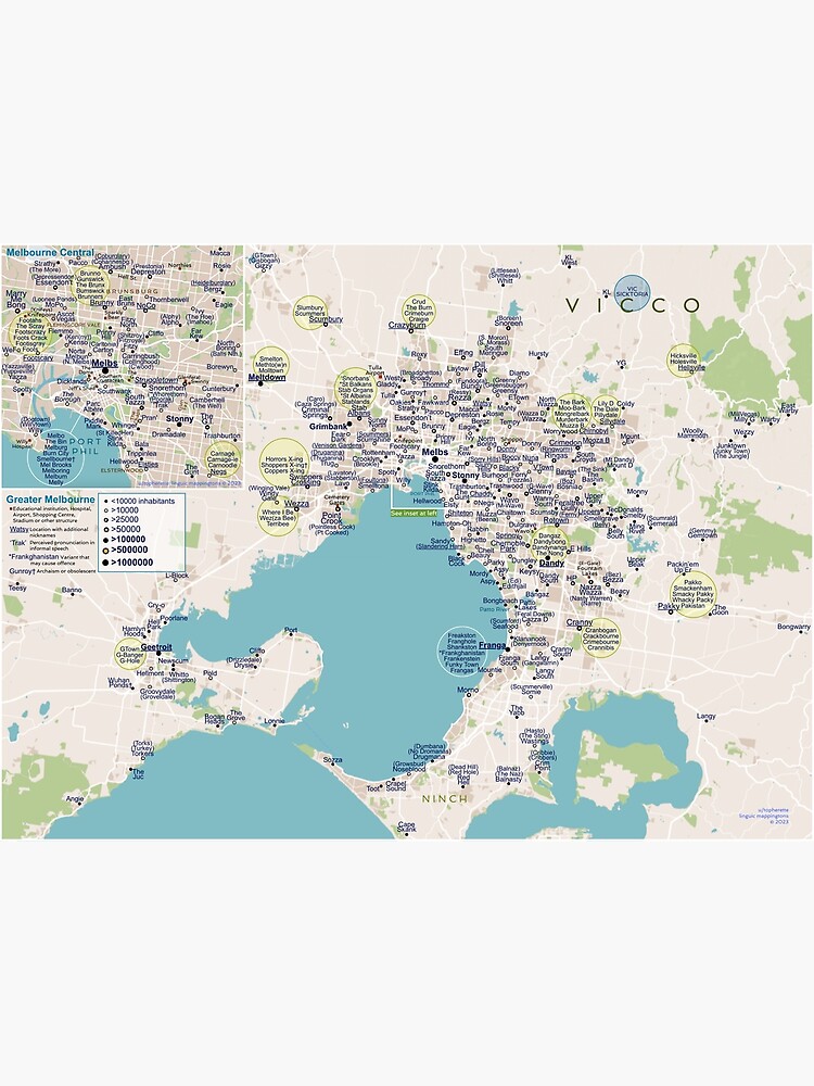 Melbourne Slang Map Premium Matte Vertical Poster Designed & Sold By ...