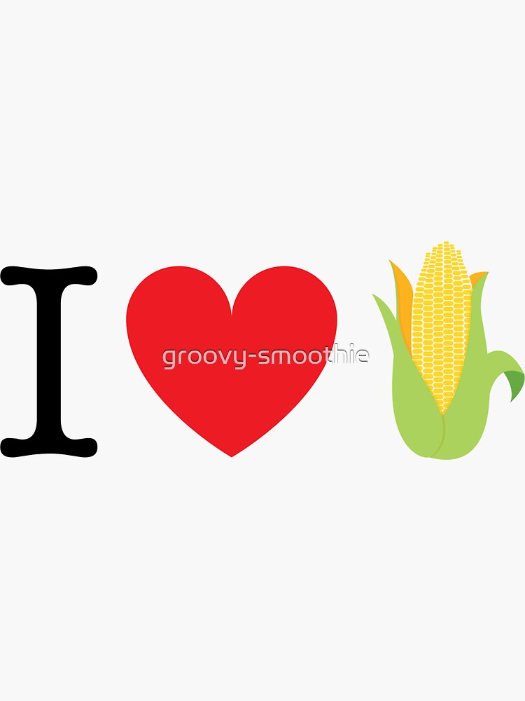 " i heart corn" Sticker for Sale by groovy-smoothie | Redbubble