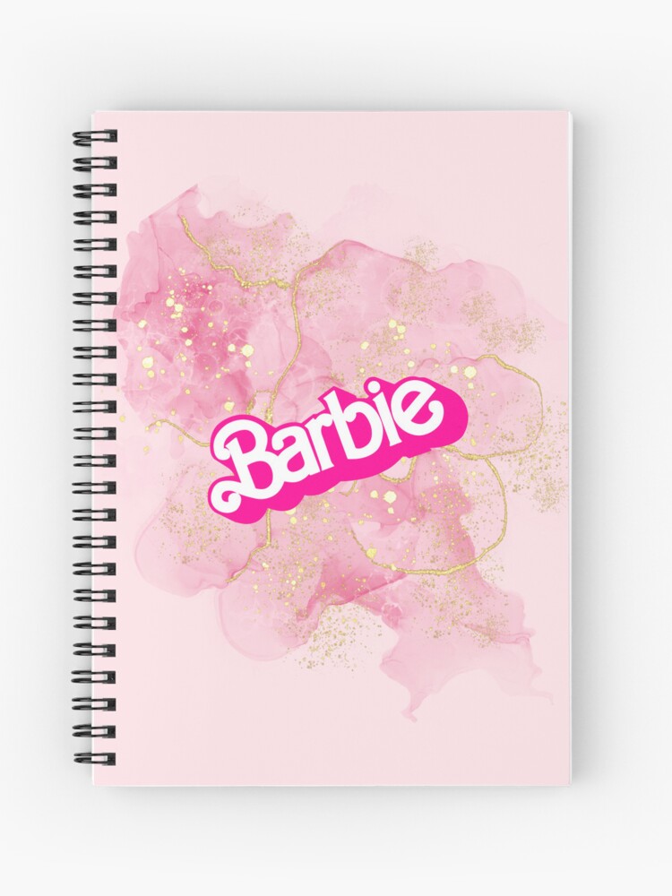 "Barbie Pink Aesthetic Logo - Pink and Gold Glitter" Spiral Notebook ...