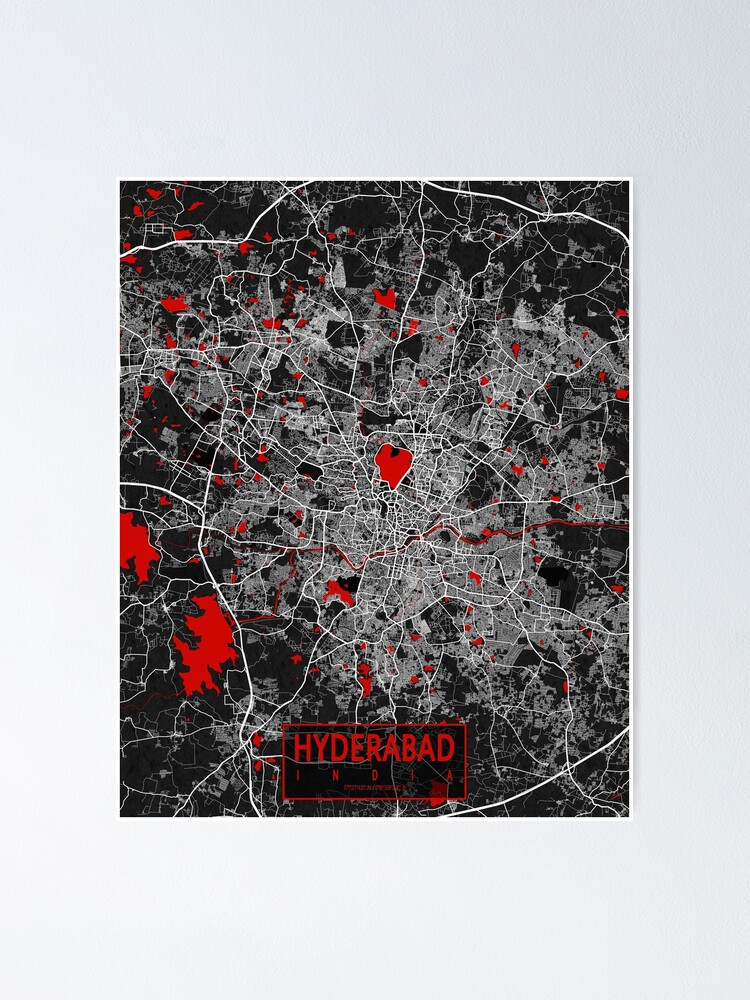 "Hyderabad City Map of Telangana, India - Oriental" Poster for Sale by ...
