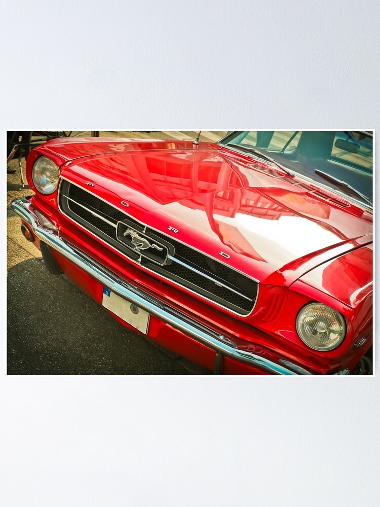 "Red Classic Mustang" Poster by VirtualAltitude | Redbubble