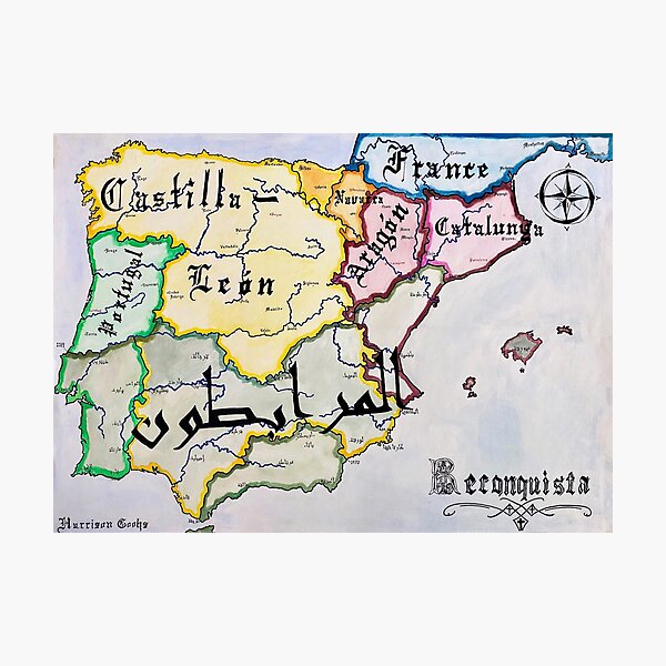 "Map of the Spanish Reconquista" Photographic Print for Sale by ...